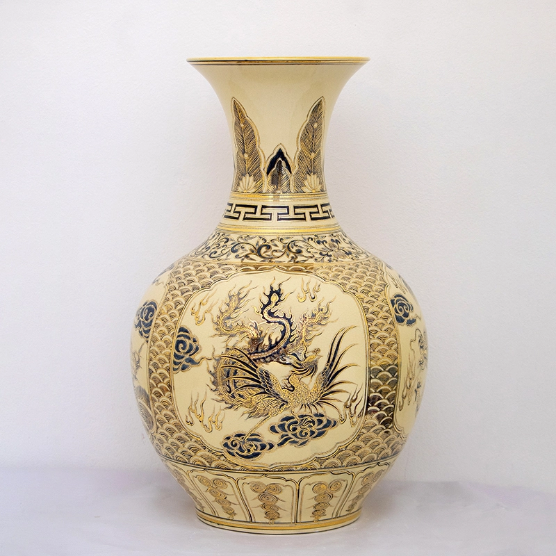 Bình Phú Quý H45 hoạ tiết Long - Lân - Quy - Phụng ý nghĩa vẽ vàng 24k ...